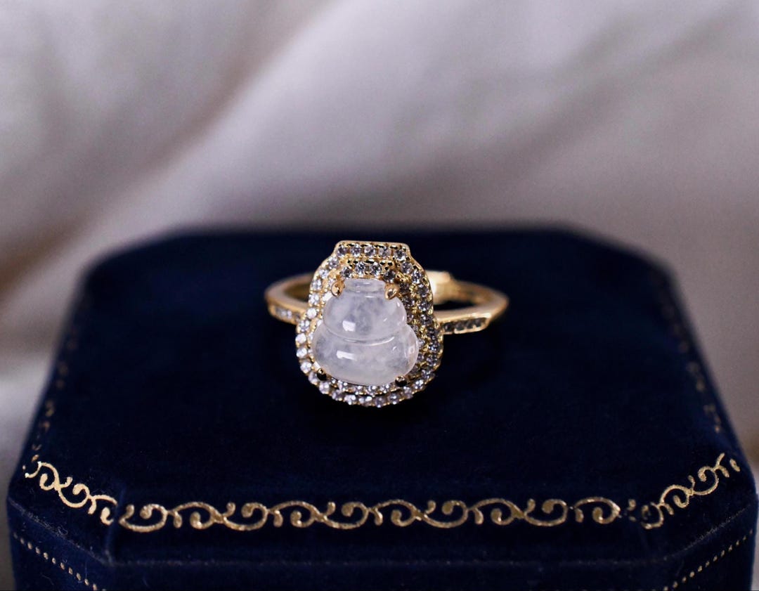 Jadeite Ring With Gourd Pendant • Natural Jade Ring • Birthstone Ring ...