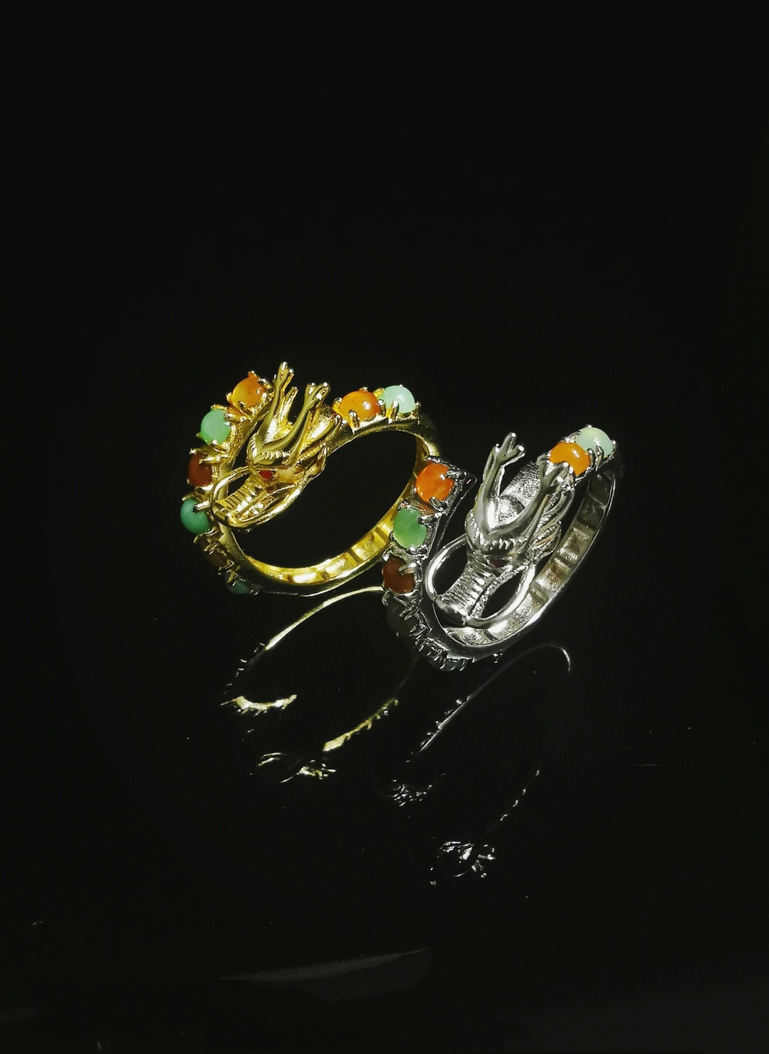 Open Dragon Ring, Jade Ring, Rainbow Jade Ring, 2024, Birthstone Ring ...