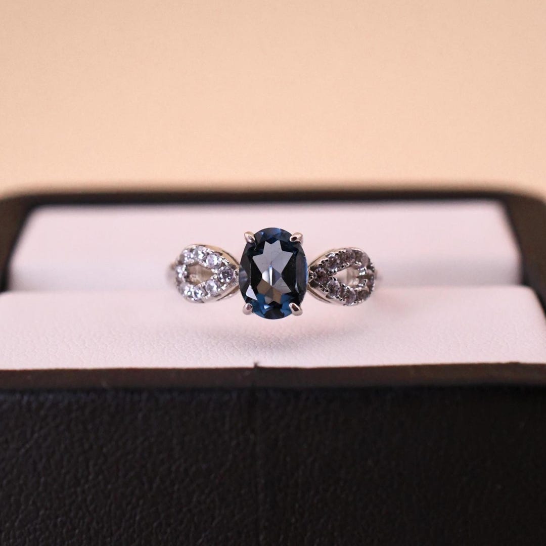 Natural Topaz Adjustable Ring • 925 Silver Gold Plated • Vintage Style ...