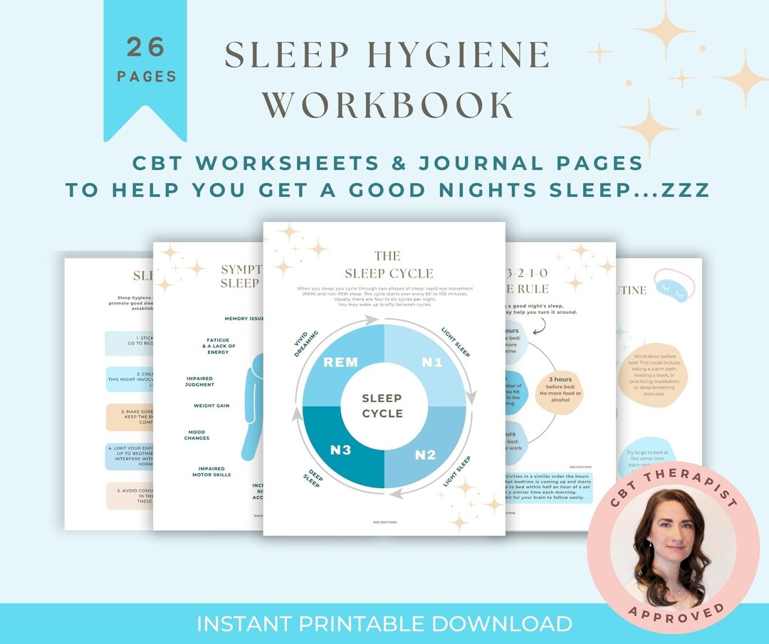 Sleep Hygiene, Workbook, Planner, CBT, Worksheets, Sleep Tracker, Dream ...