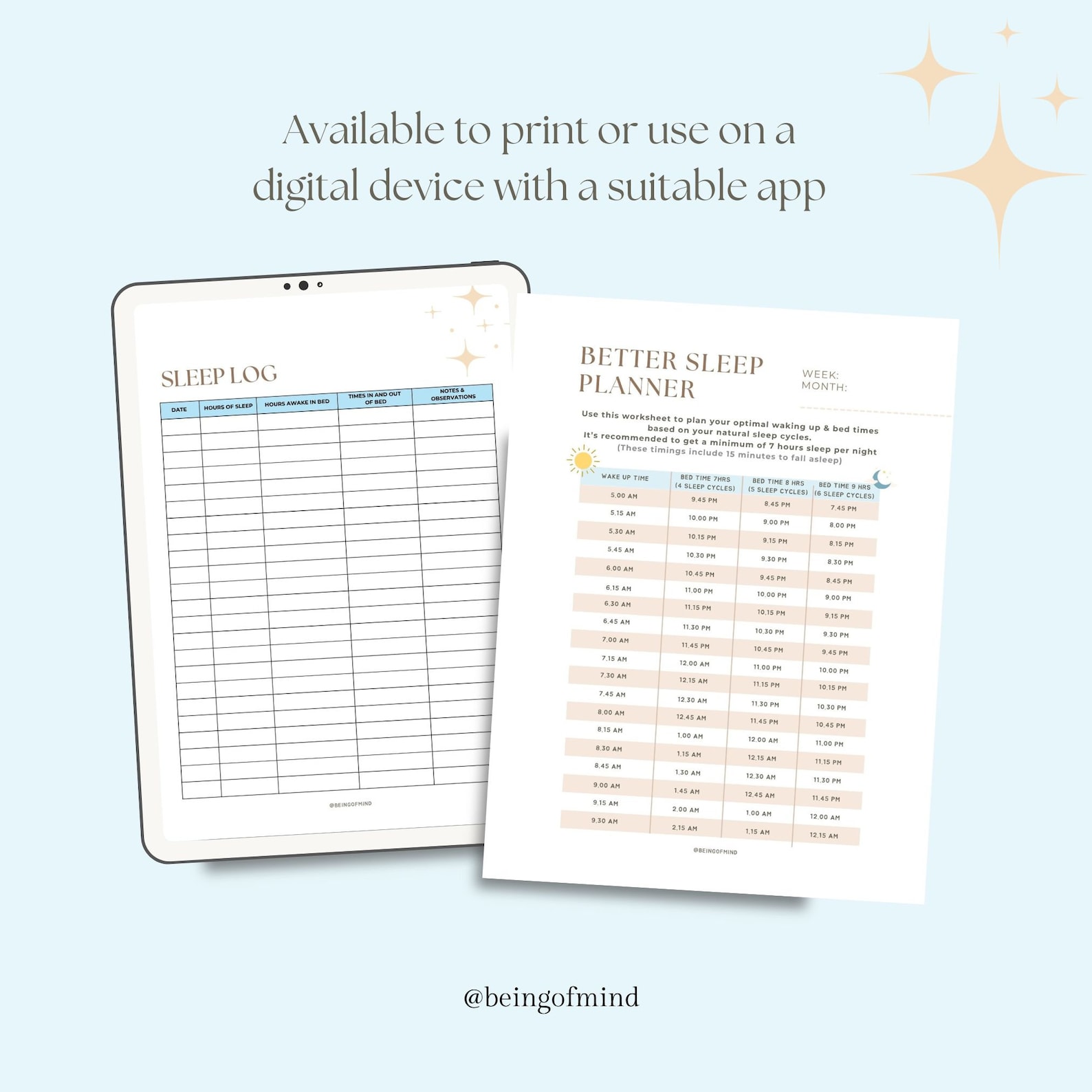 Bed Time Planner, Sleep Log, Sleep Tracker, Sleep Hygiene, Sleep ...