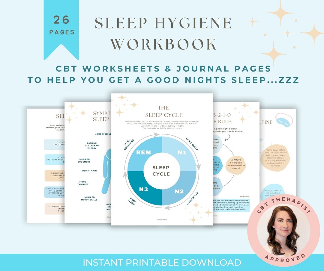 Sleep Hygiene Workbook, Journal, CBT, Worksheets, Printable, Digital ...