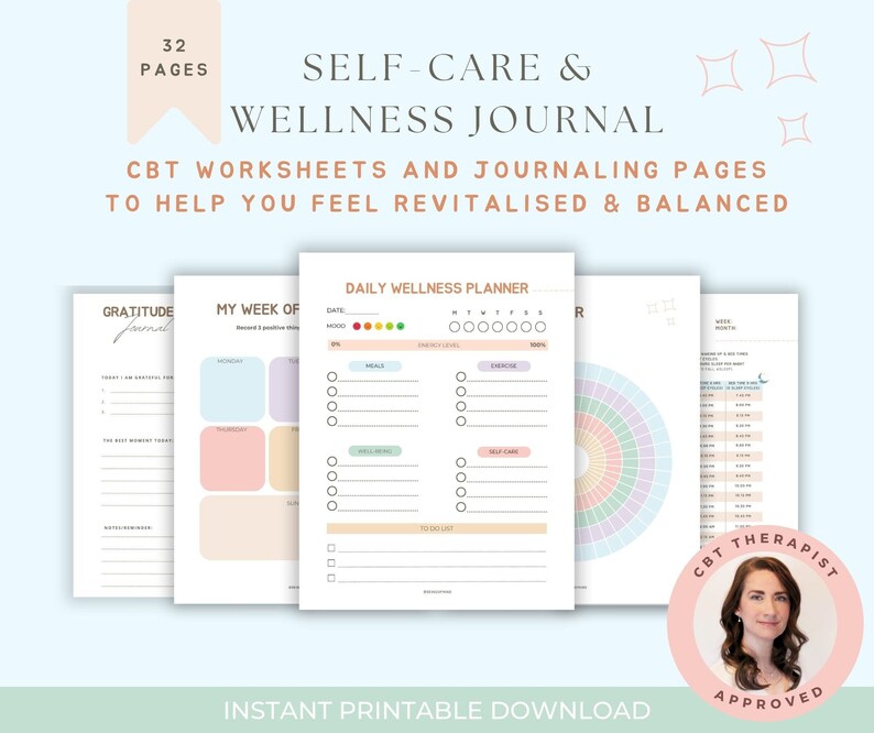 Selfcare & Wellness Cbt Journal, Planner, Self Care Journal, Self Care ...