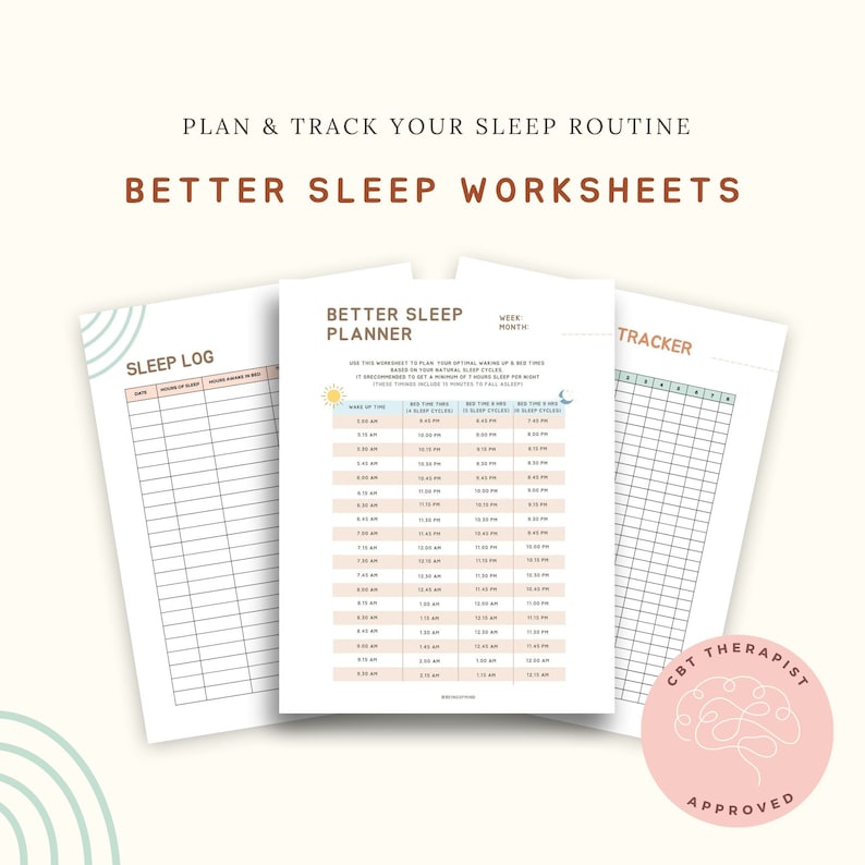Better Sleep Planner, Sleep Hygiene, Sleep Routine, Cbt Worksheets - Etsy