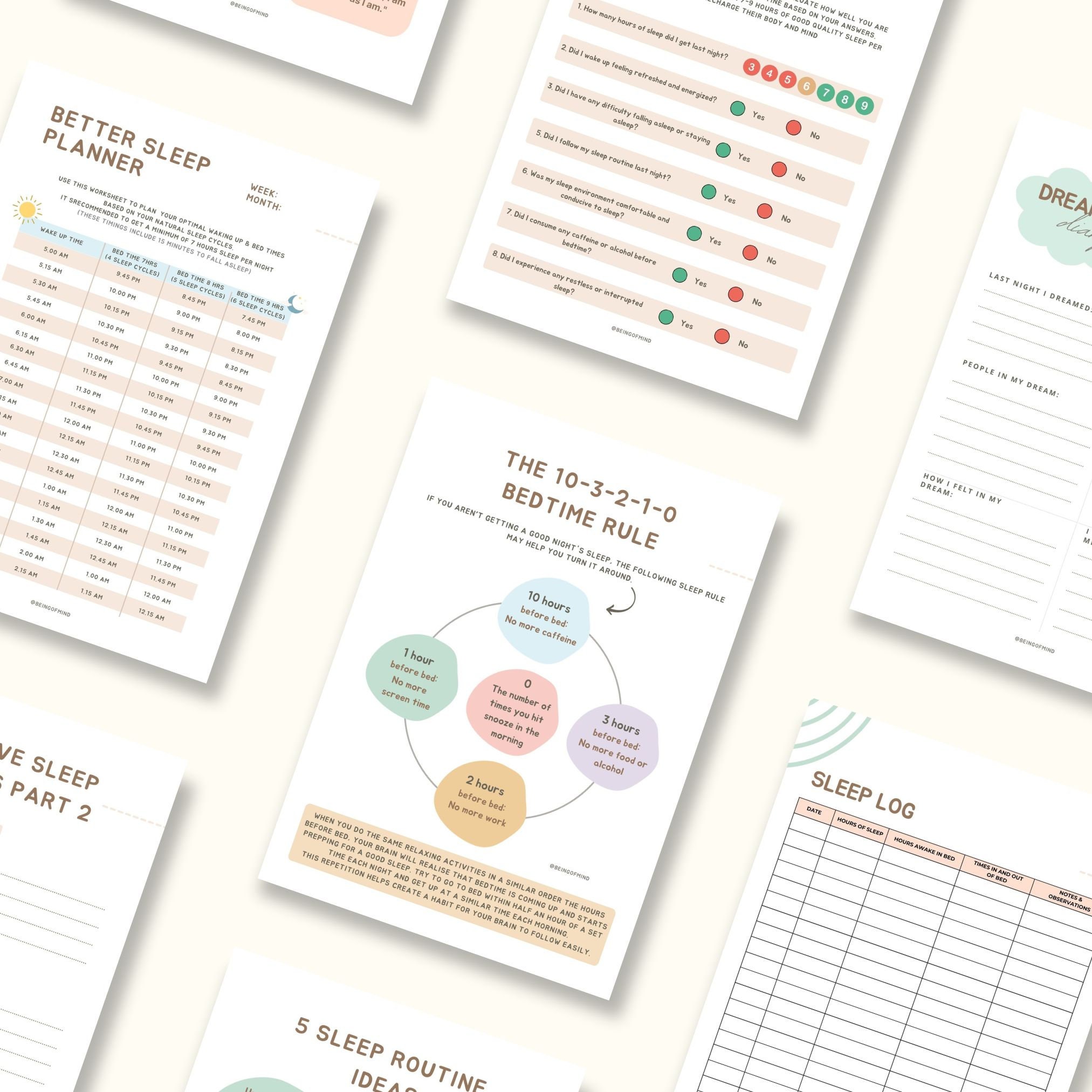 Better Sleep Planner, Sleep Hygiene, Sleep Routine, Cbt Worksheets - Etsy