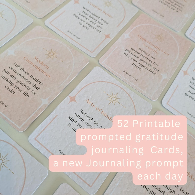 Daily Gratitude Journaling Prompt Cards: 52 Printable Prompts (PDF) - Etsy