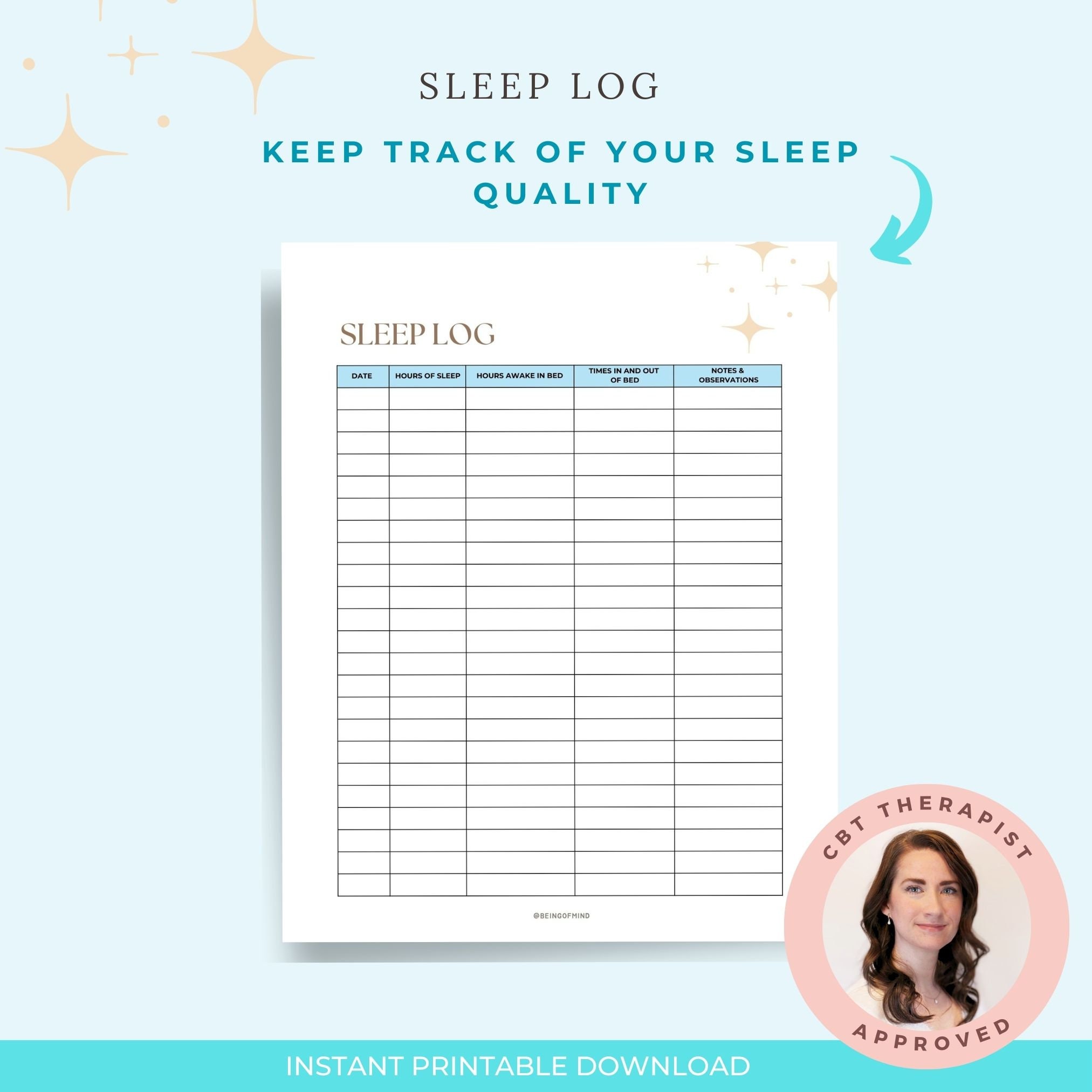 Bed Time Planner, Sleep Log, Sleep Tracker, Sleep Hygiene, Sleep ...