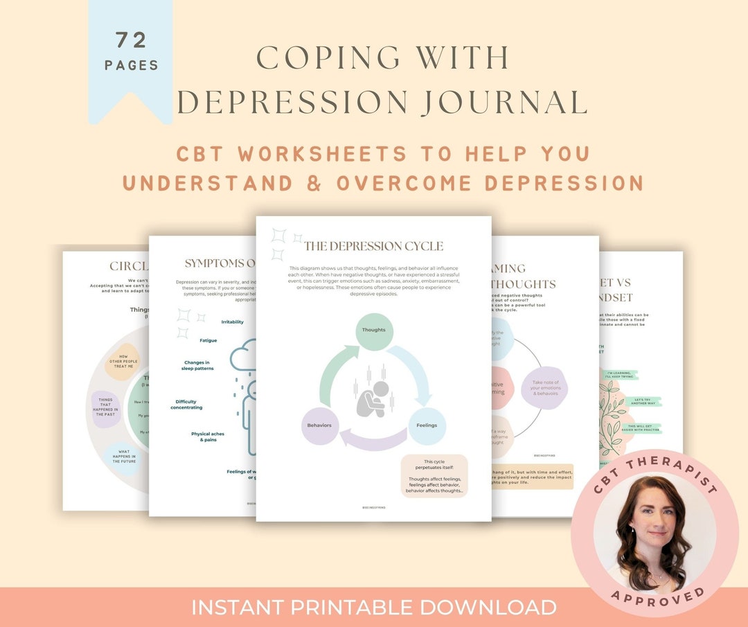 Coping With Depression, CBT, Workbook, Journal, Stress Management ...