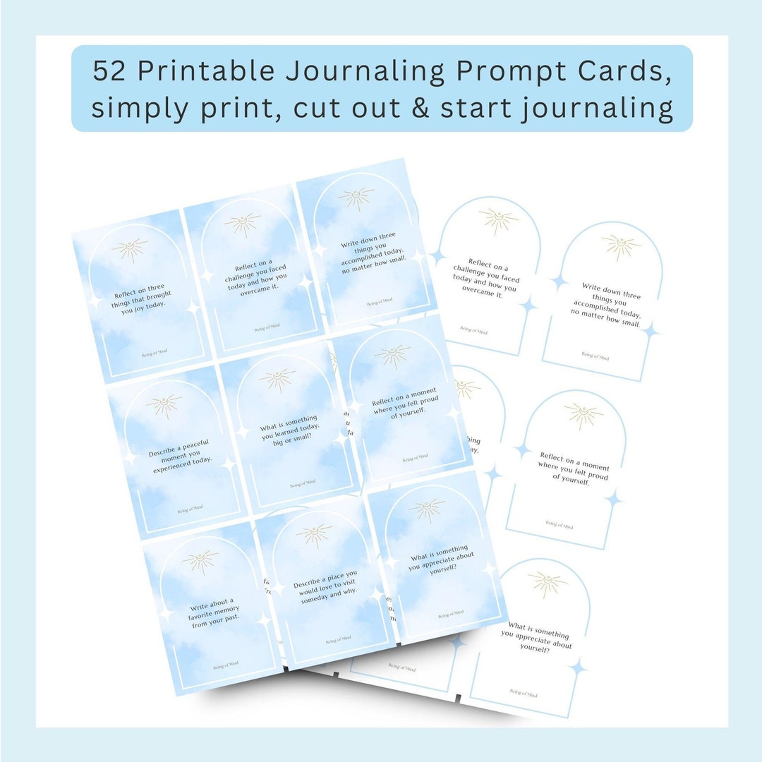 Printable Bedtime Journaling Prompt Cards, PDF, Growth, Self Love, CBT ...