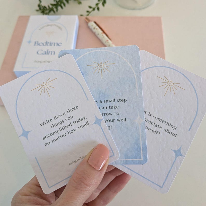 Printable Bedtime Journaling Prompt Cards, PDF, Growth, Self Love, CBT ...