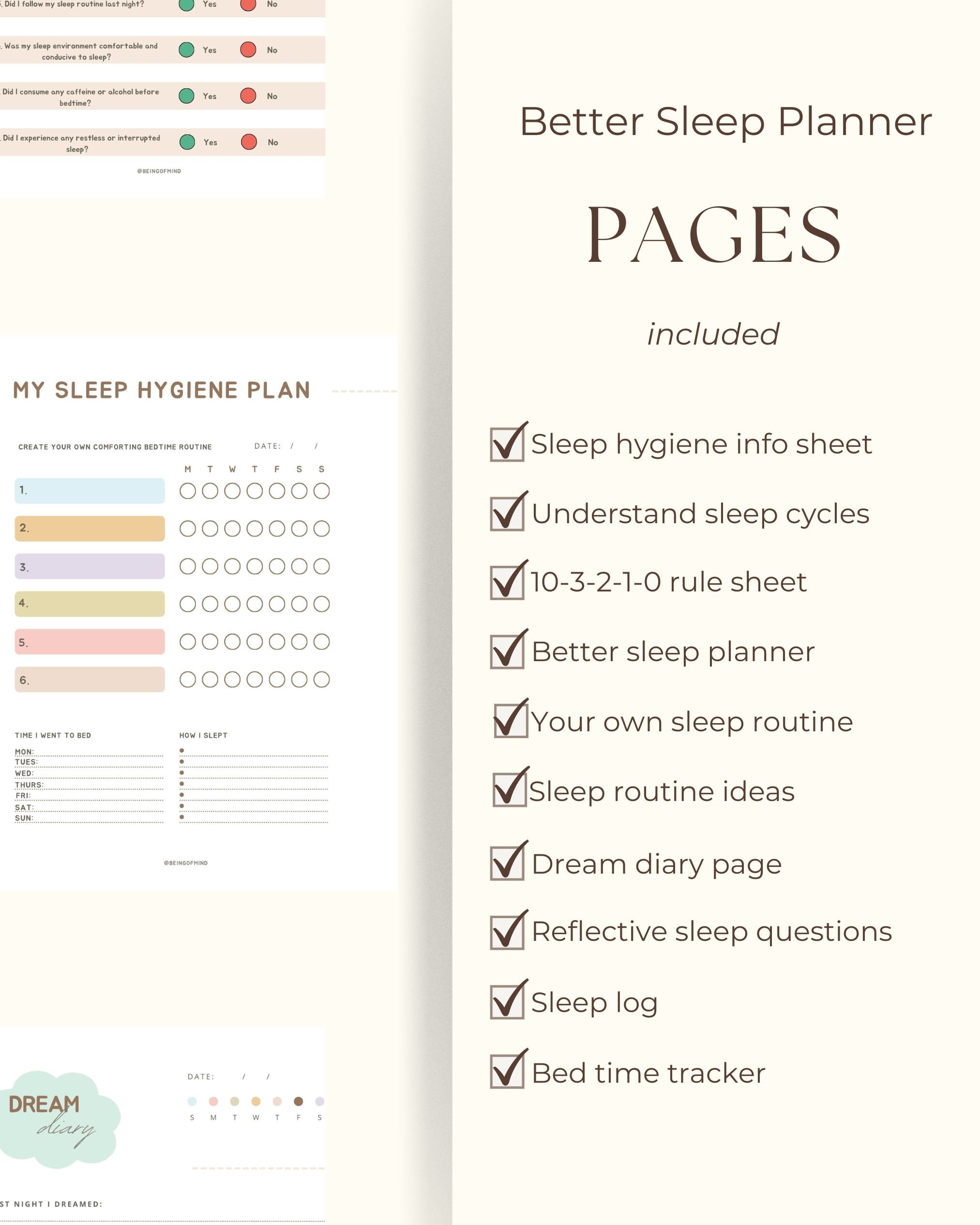 Better Sleep Planner, Sleep Hygiene, Sleep Routine, Cbt Worksheets - Etsy