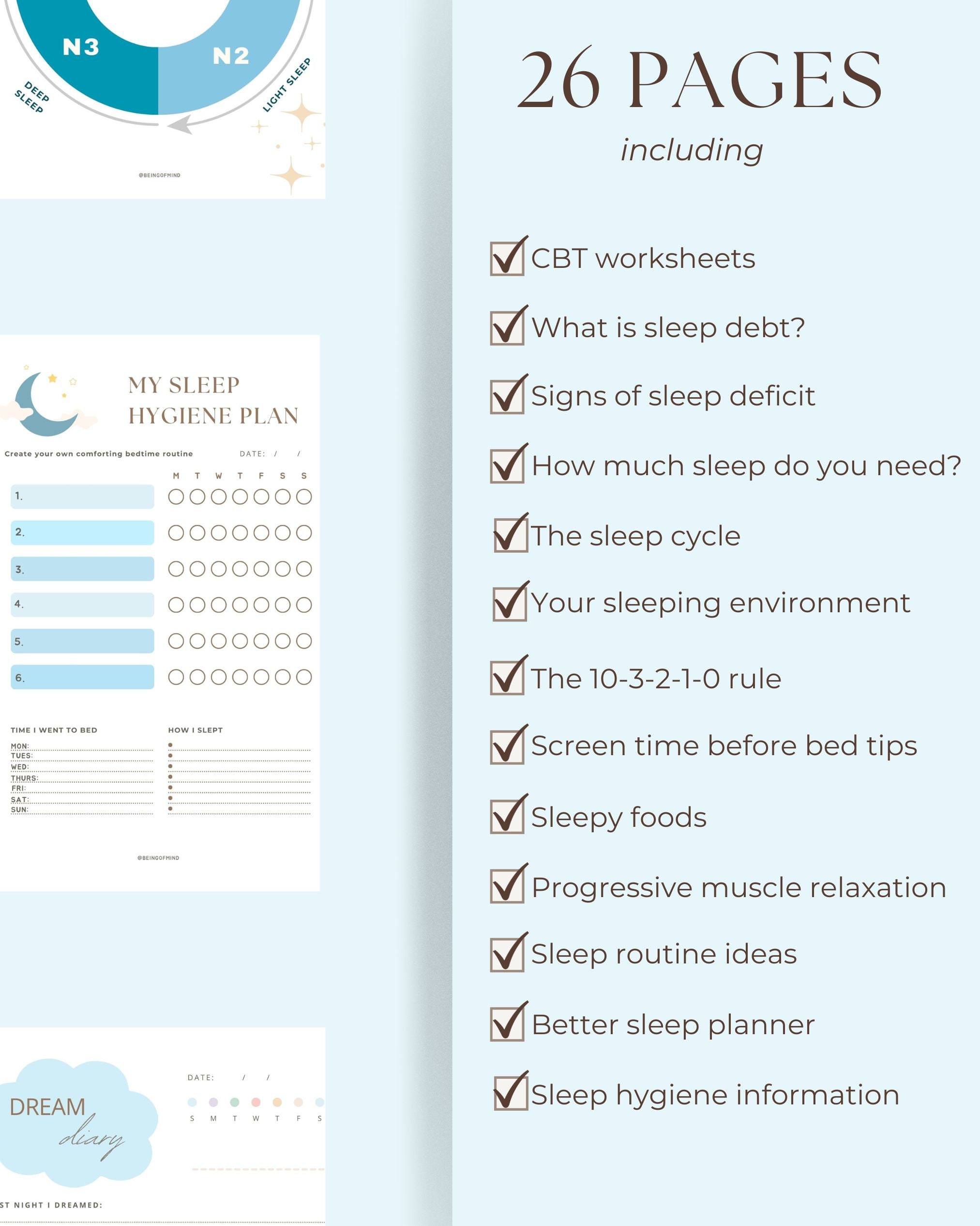 Sleep Hygiene Workbook, Journal, CBT, Worksheets, Printable, Digital ...