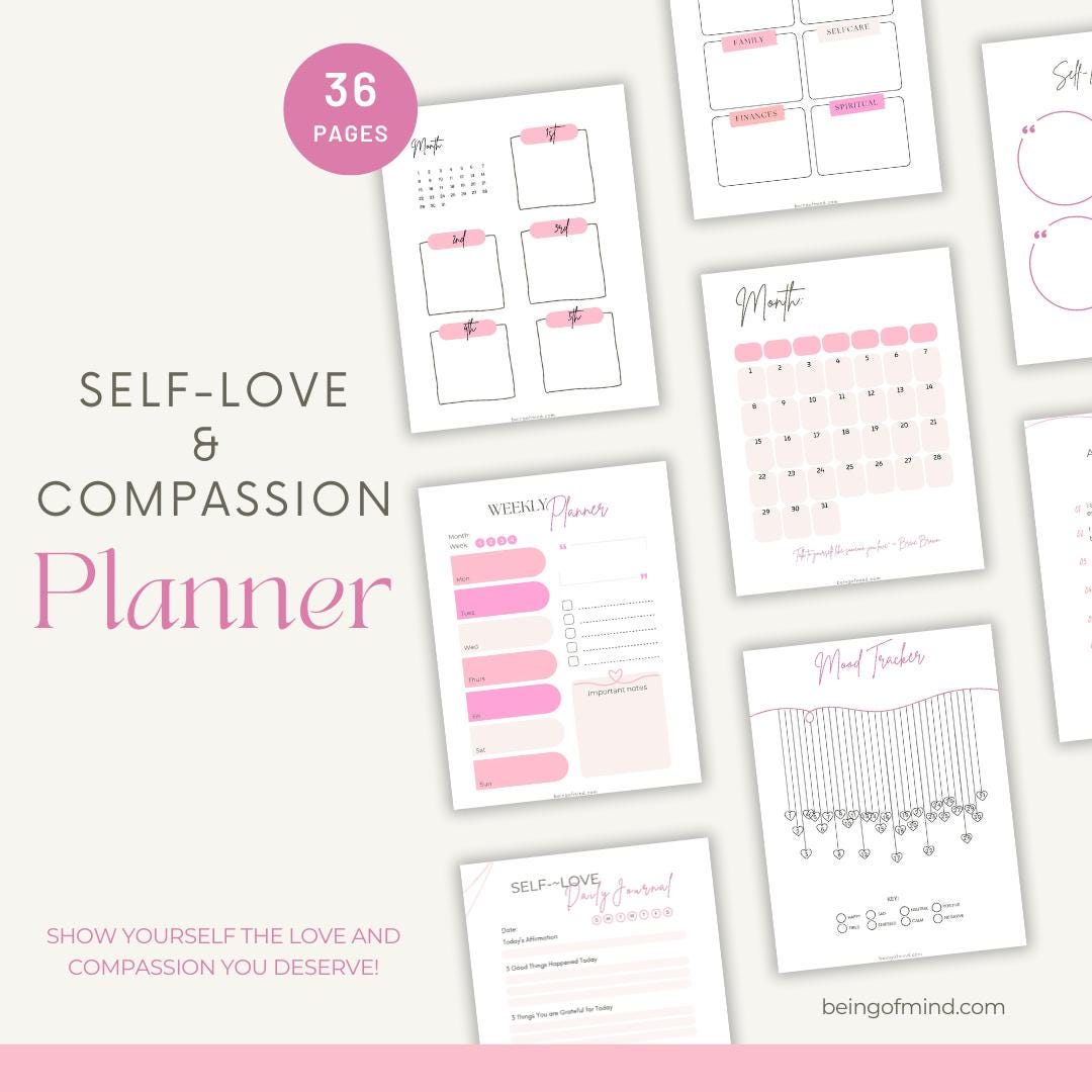 Self-love & Compassion Planner, Journal 2025, CBT, Mental Health ...