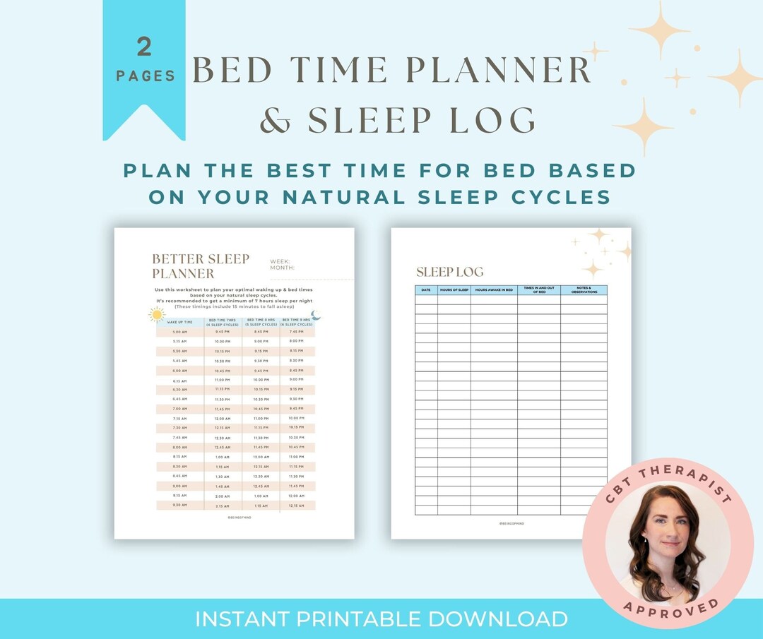 Bed Time Planner, Sleep Log, Sleep Tracker, Sleep Hygiene, Sleep ...