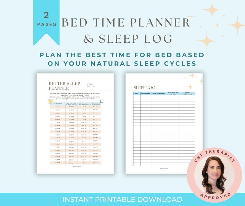 Bed Time Planner, Sleep Log, Sleep Tracker, Sleep Hygiene, Sleep ...