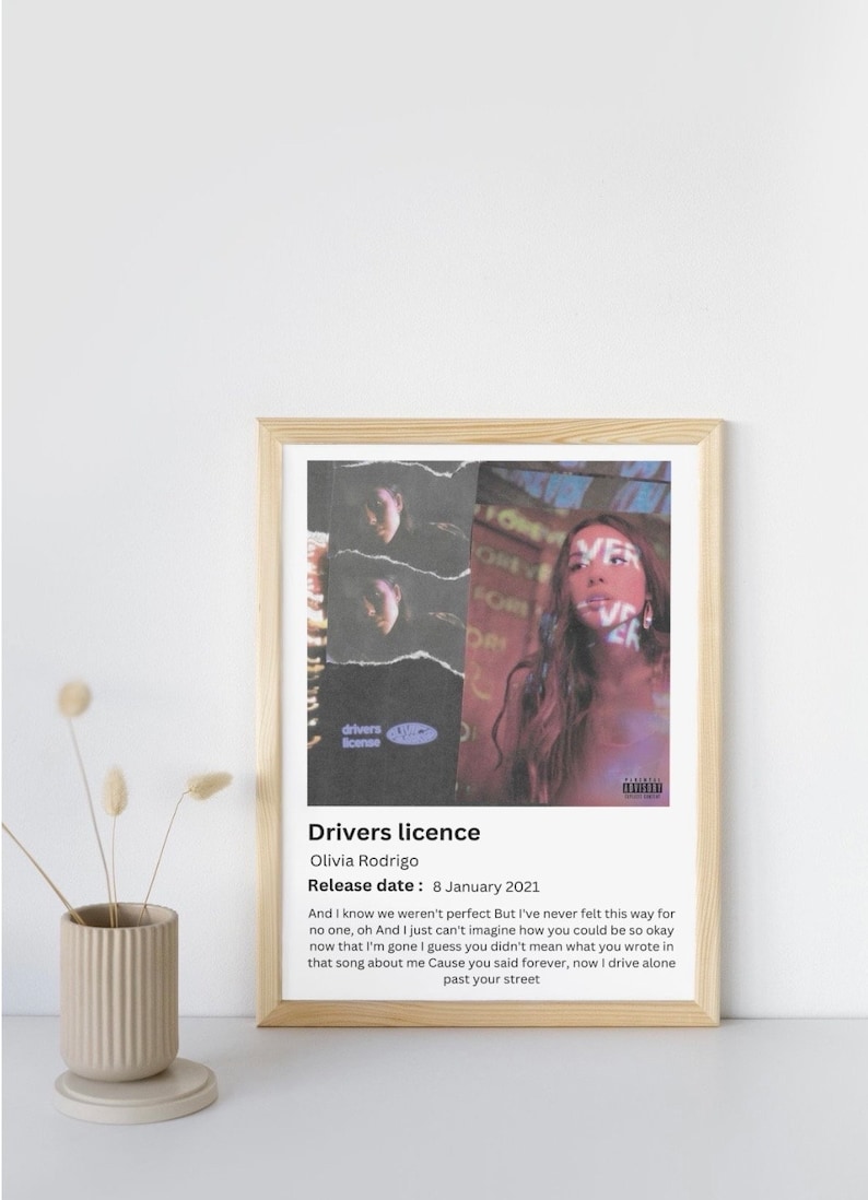 DRIVERS LICENSE Olivia Rodrigo Music Lyric Wall Art Poster - Etsy