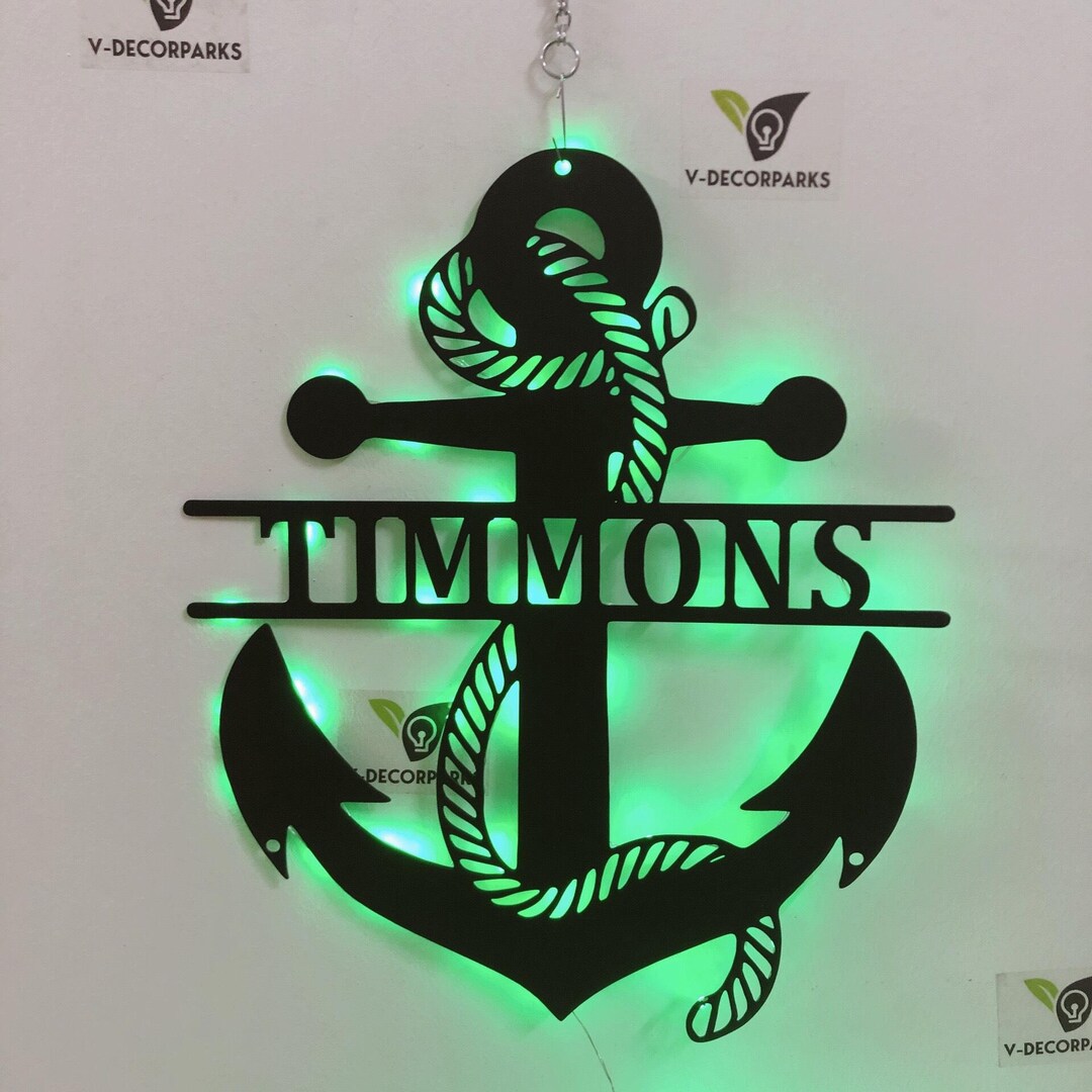 Personalized Anchor Metal Name Sign LED Lights, Ship Anchor Sign,custom ...