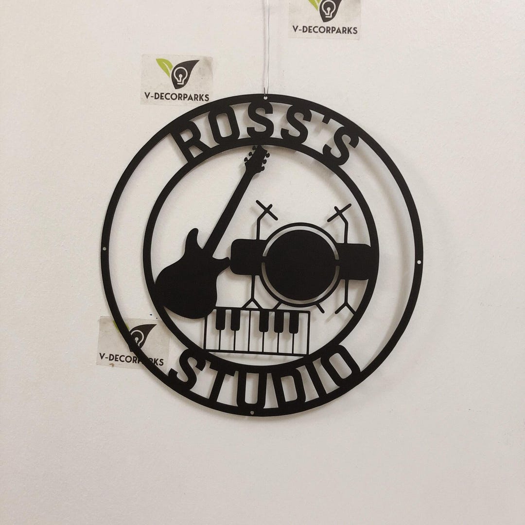 Custom Music Room Metal Sign, Music Studio Wall Decor, Guitar Drums ...