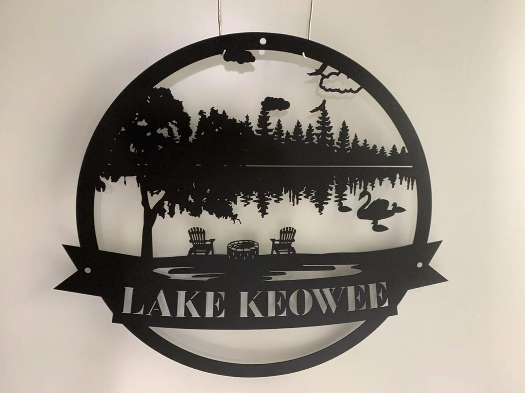 Personalized Lake House Metal Sign, Lake House Forest Monogram Metal ...