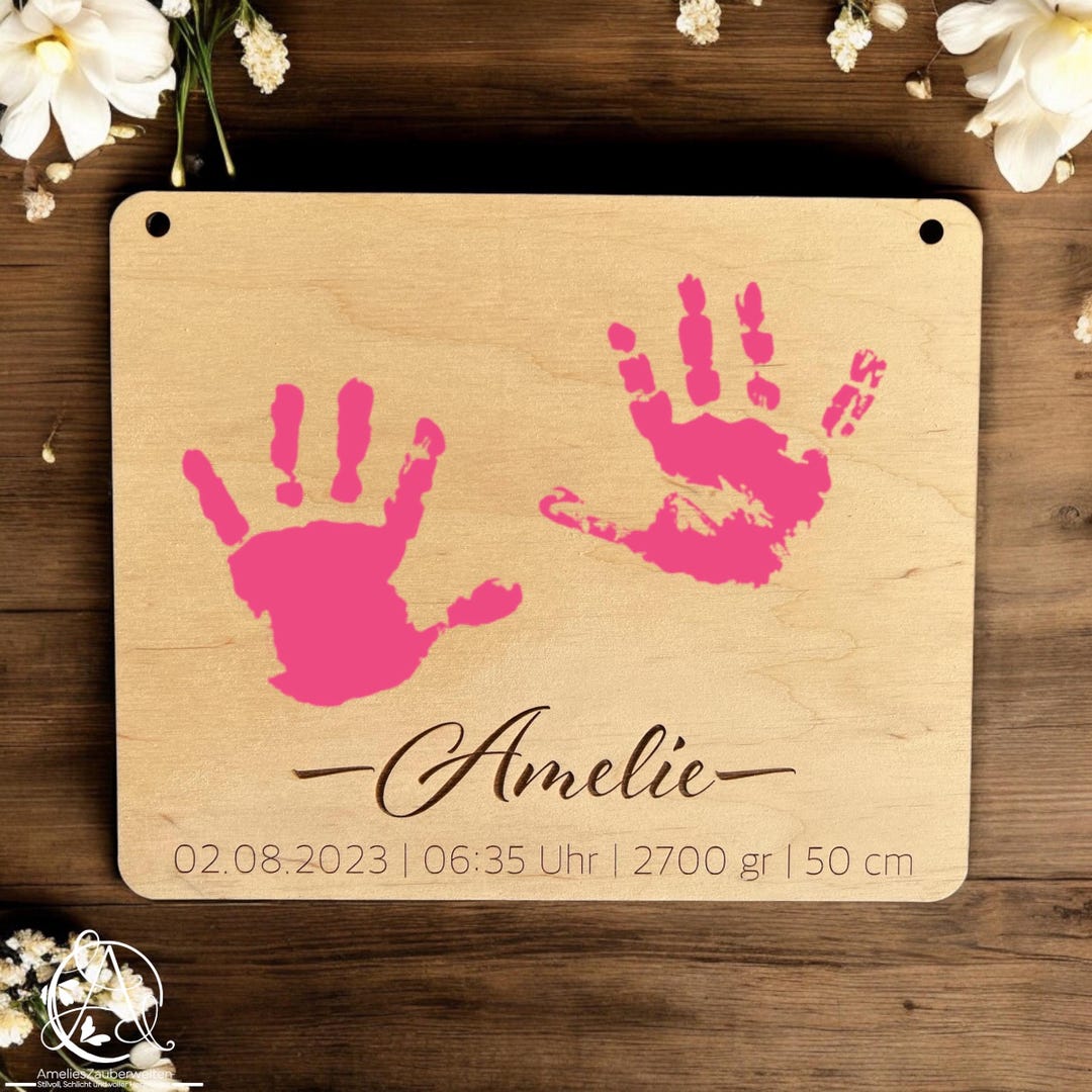 Handprint | Finger Paint | Memorial Plaque | Birthday Plaque | Baby ...