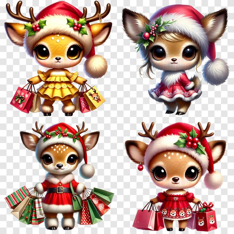 Watercolor Cute Reindeer Clipart,11 High Quality Pngs,cute Reindeer Png ...