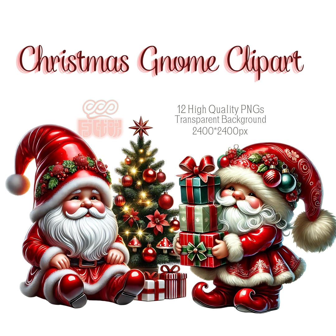 Christmas Gnome Clipart,12 High Quality Pngs,cute Gnome Png,christmas ...