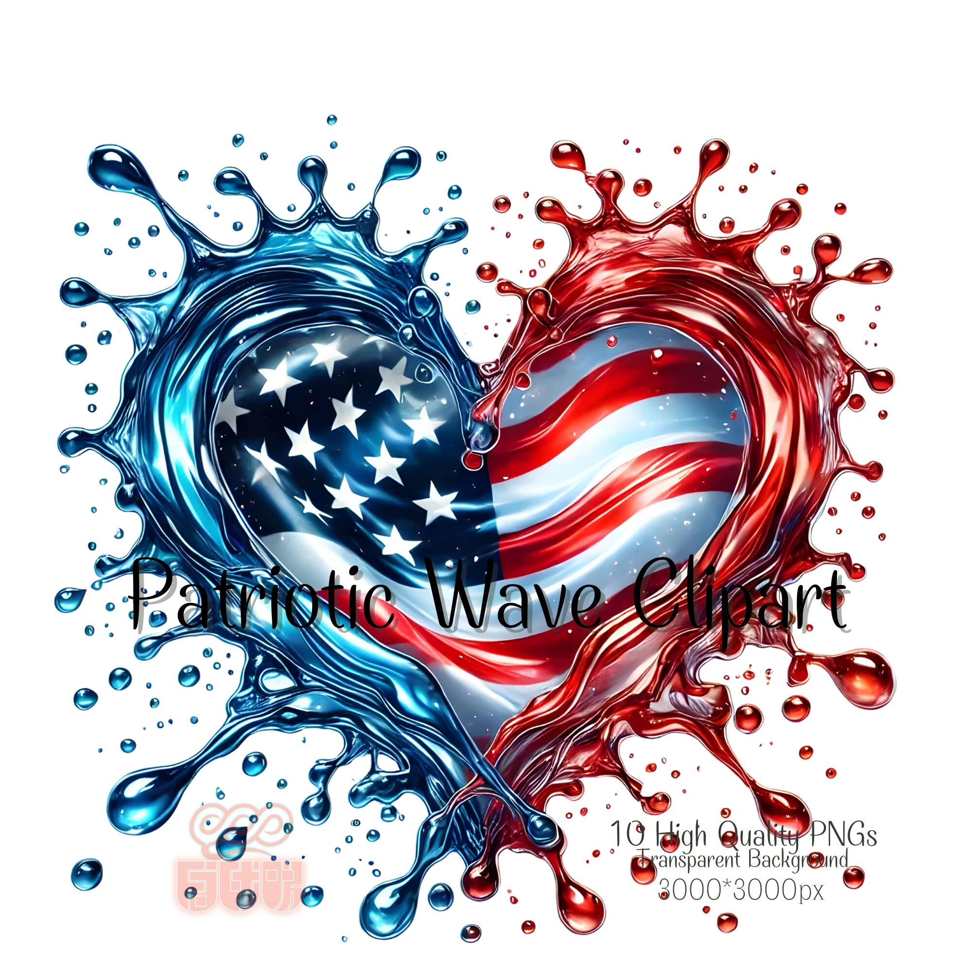 Watercolor Patriotic Wave Clipart,10 High Quality Pngs,water Splash ...