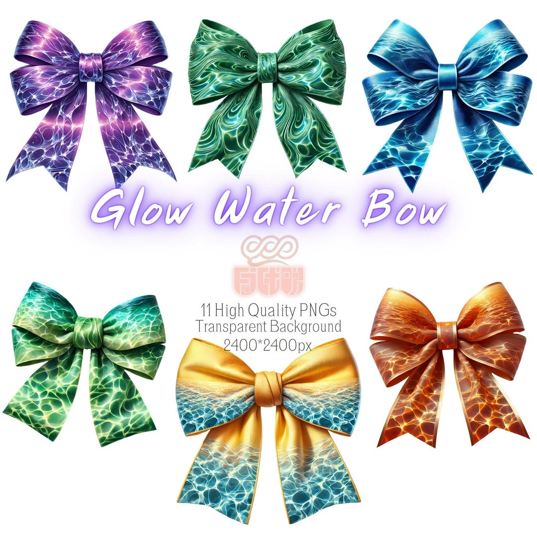 Glow Water Bow Clipart,11 High Quality Pngs,instant Download,ocean Bow ...