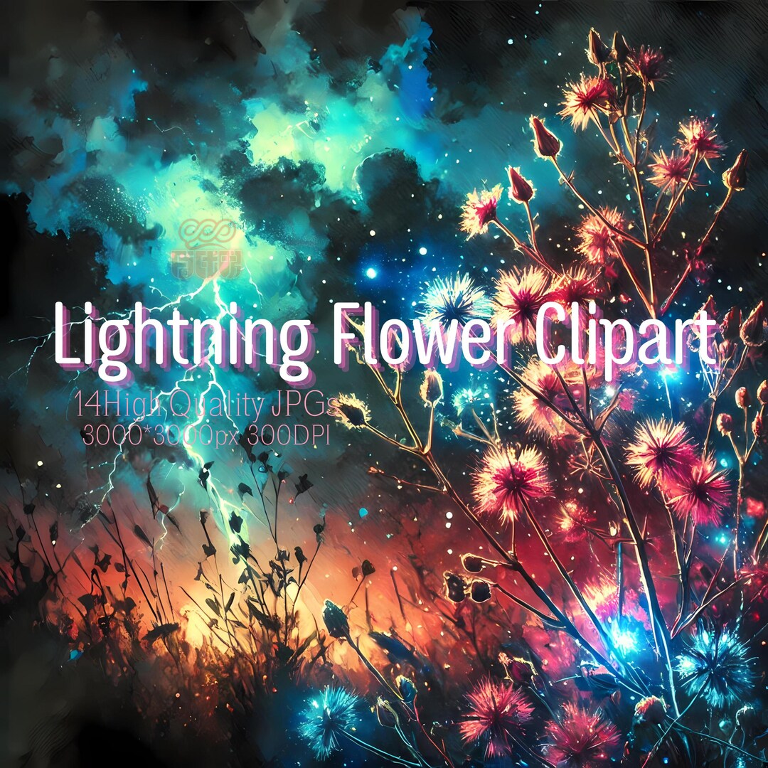 Watercolor Lightning Flower Clipart,14 High Quality Jpgs,wild Floral ...