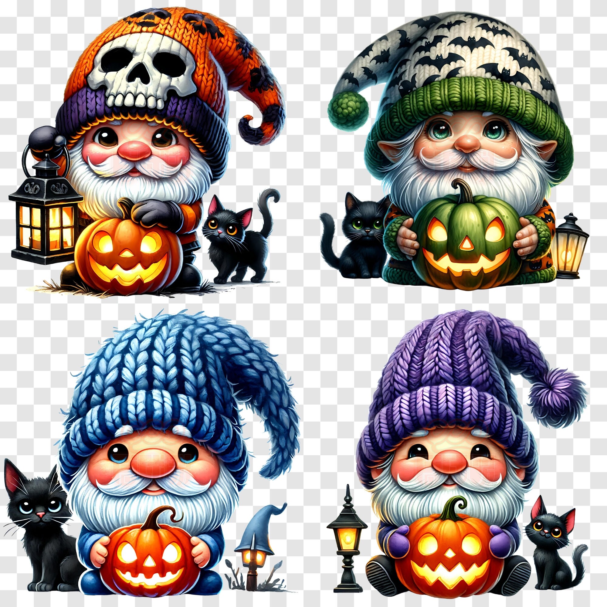 Watercolor Pumpkin Gnome Clipart,16 High Quality Pngs,cute Pumpkin ...