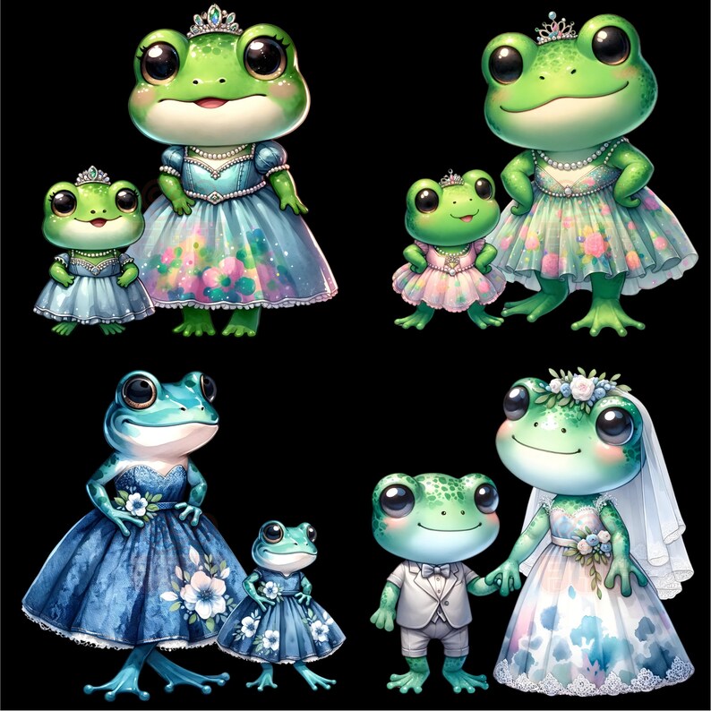 Watercolor Cute Frog Clipart,22 High Quality Pngs,cute Frog With Crown ...