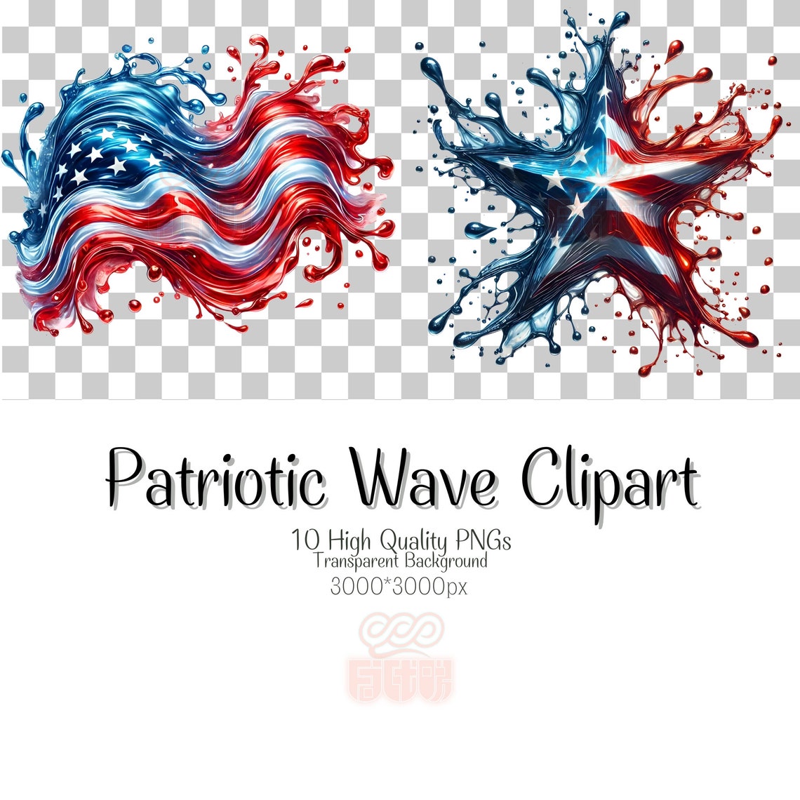 Watercolor Patriotic Wave Clipart,10 High Quality Pngs,water Splash ...
