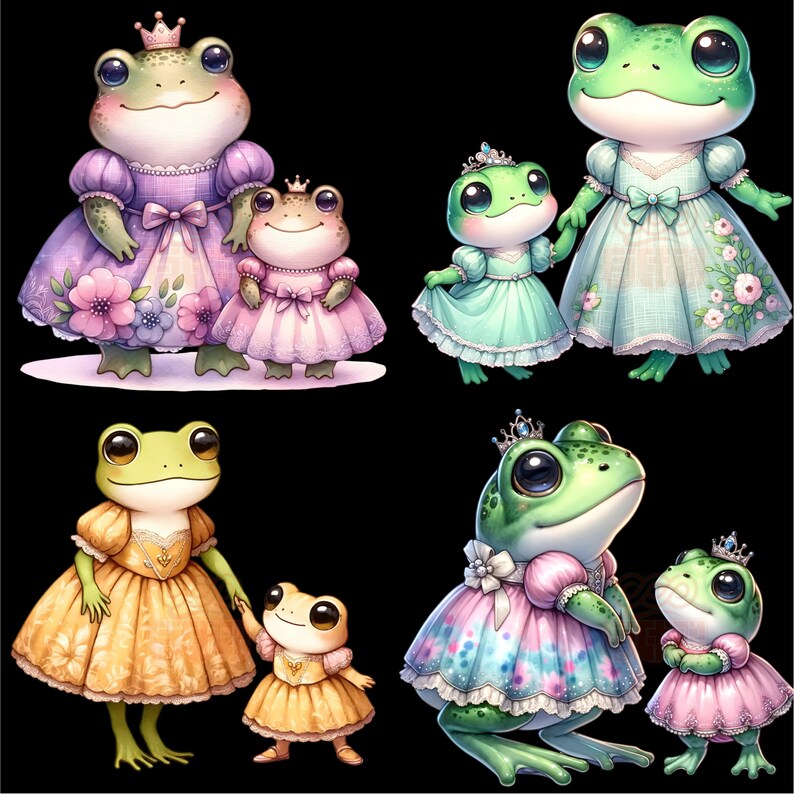 Watercolor Cute Frog Clipart,22 High Quality Pngs,cute Frog With Crown ...