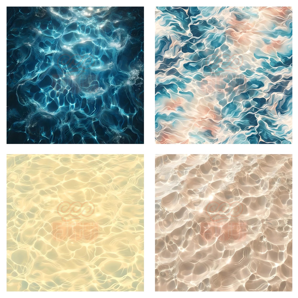 Water Texture Digital Paper,16 Digital Paper Water Texture Background ...