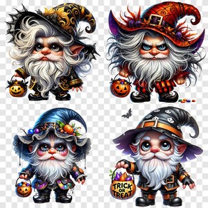 Watercolor Halloween Gnome Clipart: Spooky PNG Bundle (digital Download ...