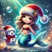 Watercolor Christmas Mermaid Clipart,10 High Quality Jpgs,cute Mermaid ...