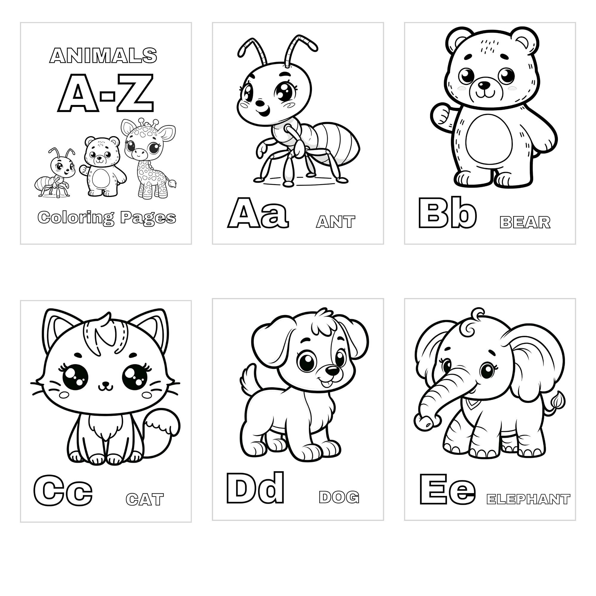 Animals A-Z Coloring Pages|a B C Coloring Book | Alphabet Coloring for ...