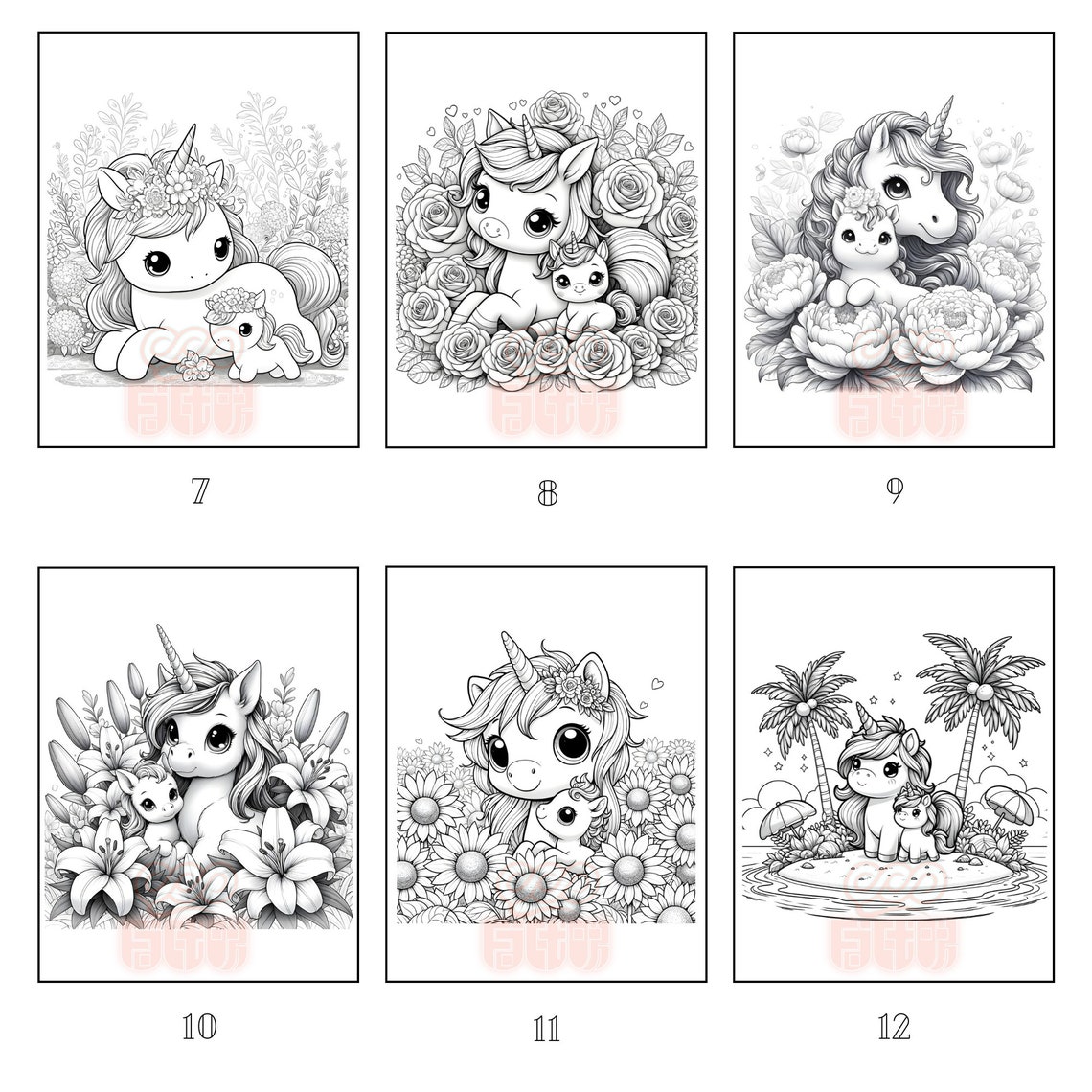 Cute Unicorn Coloring Pages,coloring Pages for Kids,printable Coloring ...