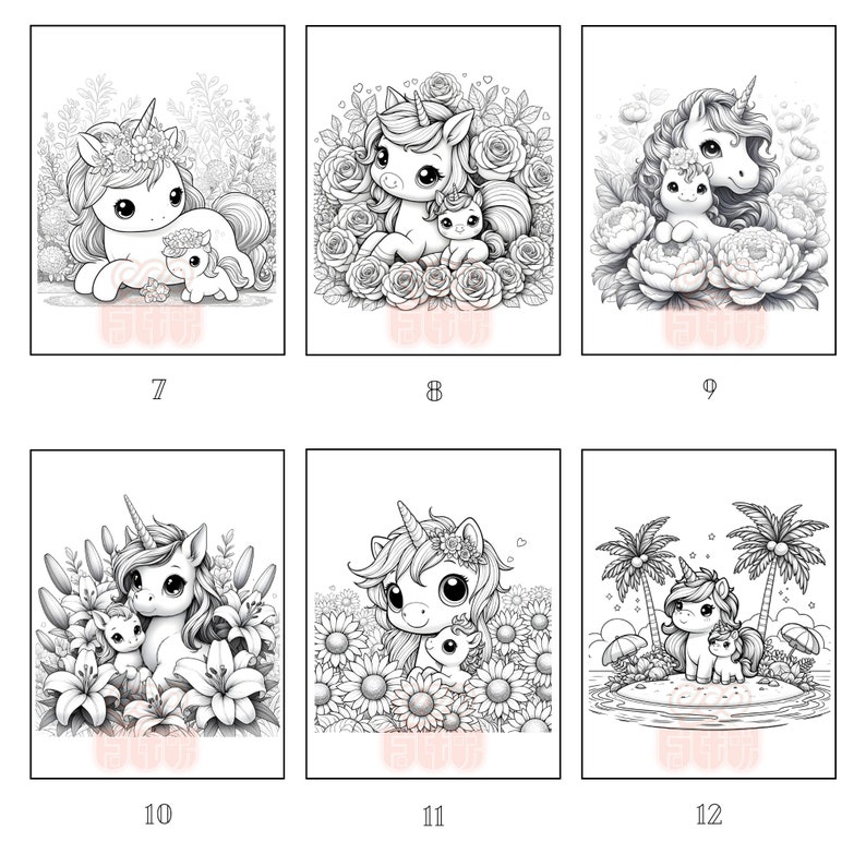 Cute Unicorn Coloring Pages,coloring Pages for Kids,printable Coloring ...