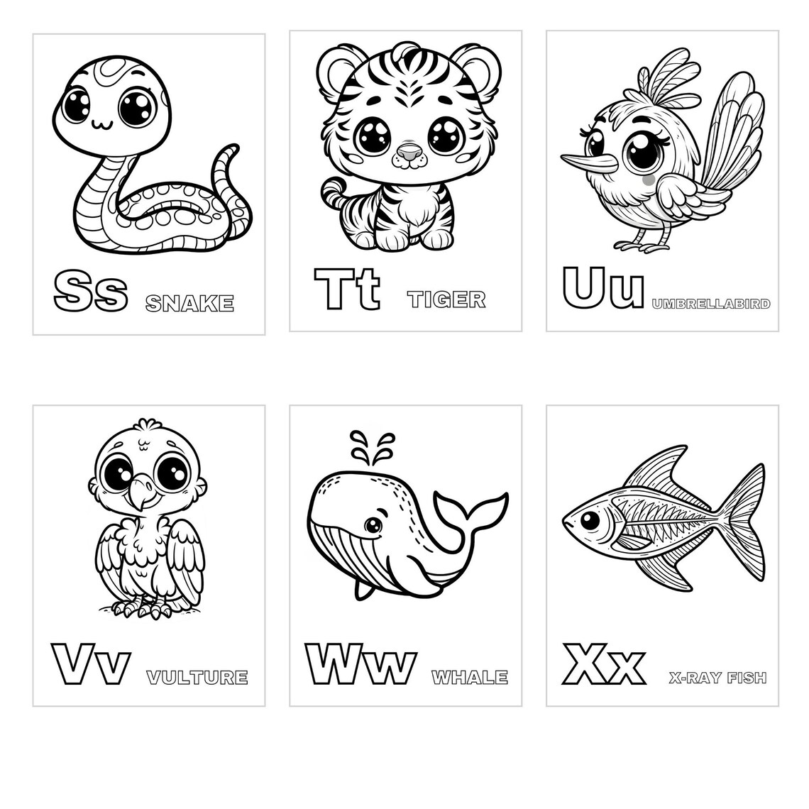 Animals A-Z Coloring Pages|a B C Coloring Book | Alphabet Coloring for ...