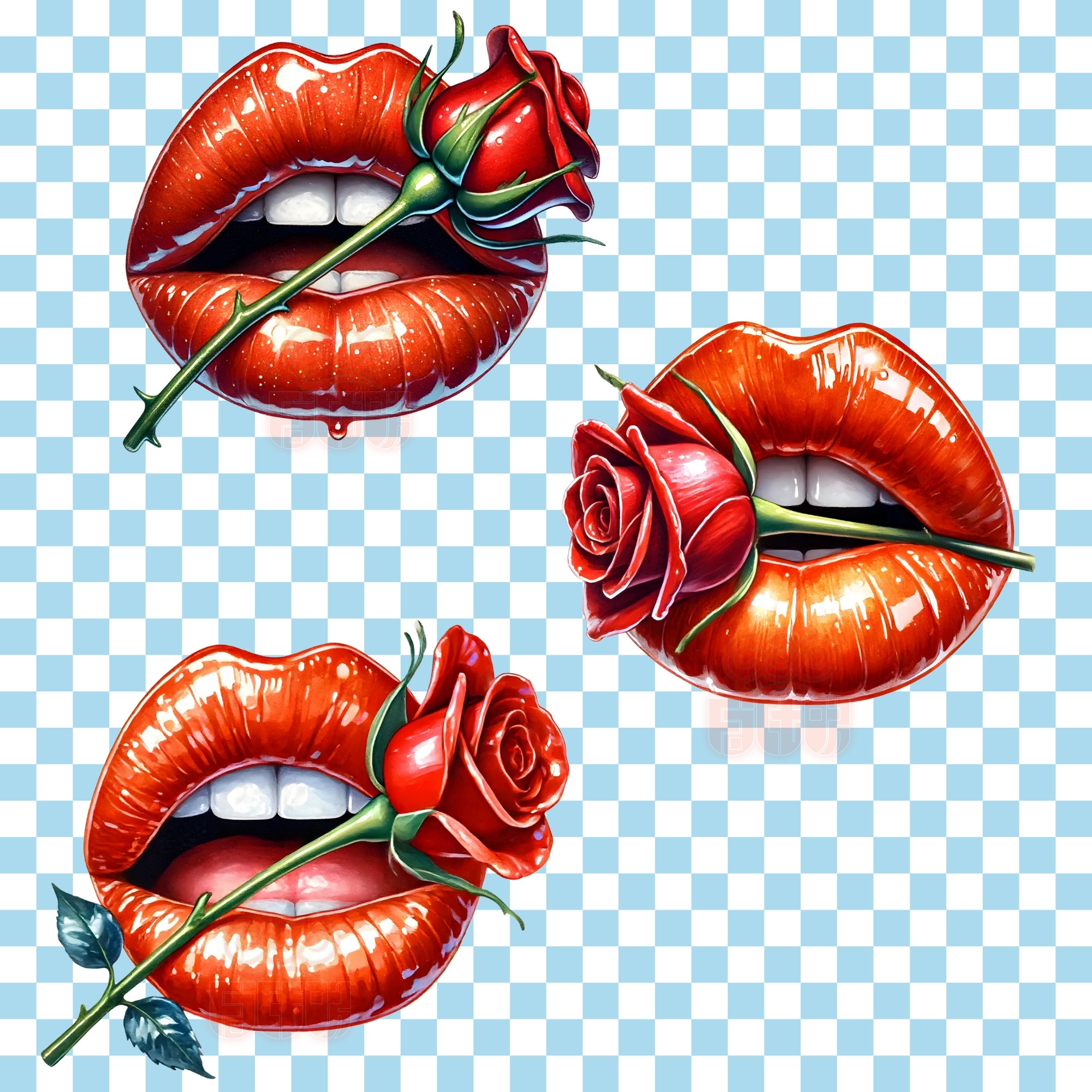 Watercolor Rose Lips Clipart,13 High Quality Pngs,lips and Rose Clipart,printable Lips Png ...