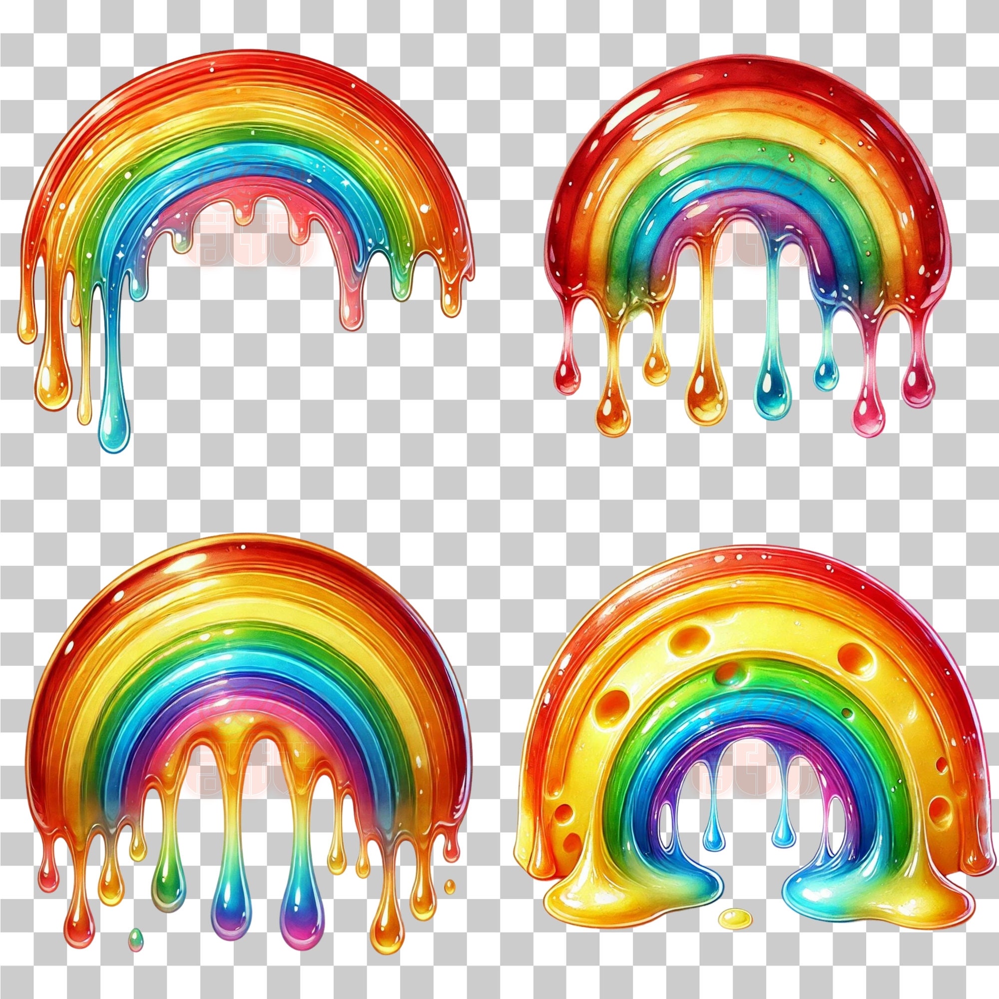 Watercolor Dripping Rainbow Clipart,14 High Quality Pngs,dripping ...