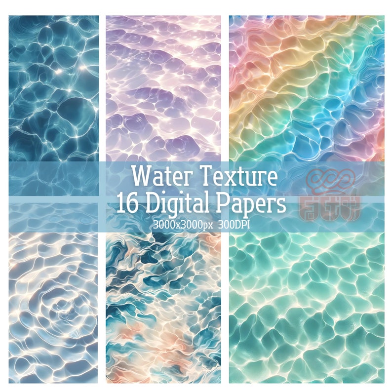 Water Texture Digital Paper,16 Digital Paper Water Texture Background ...