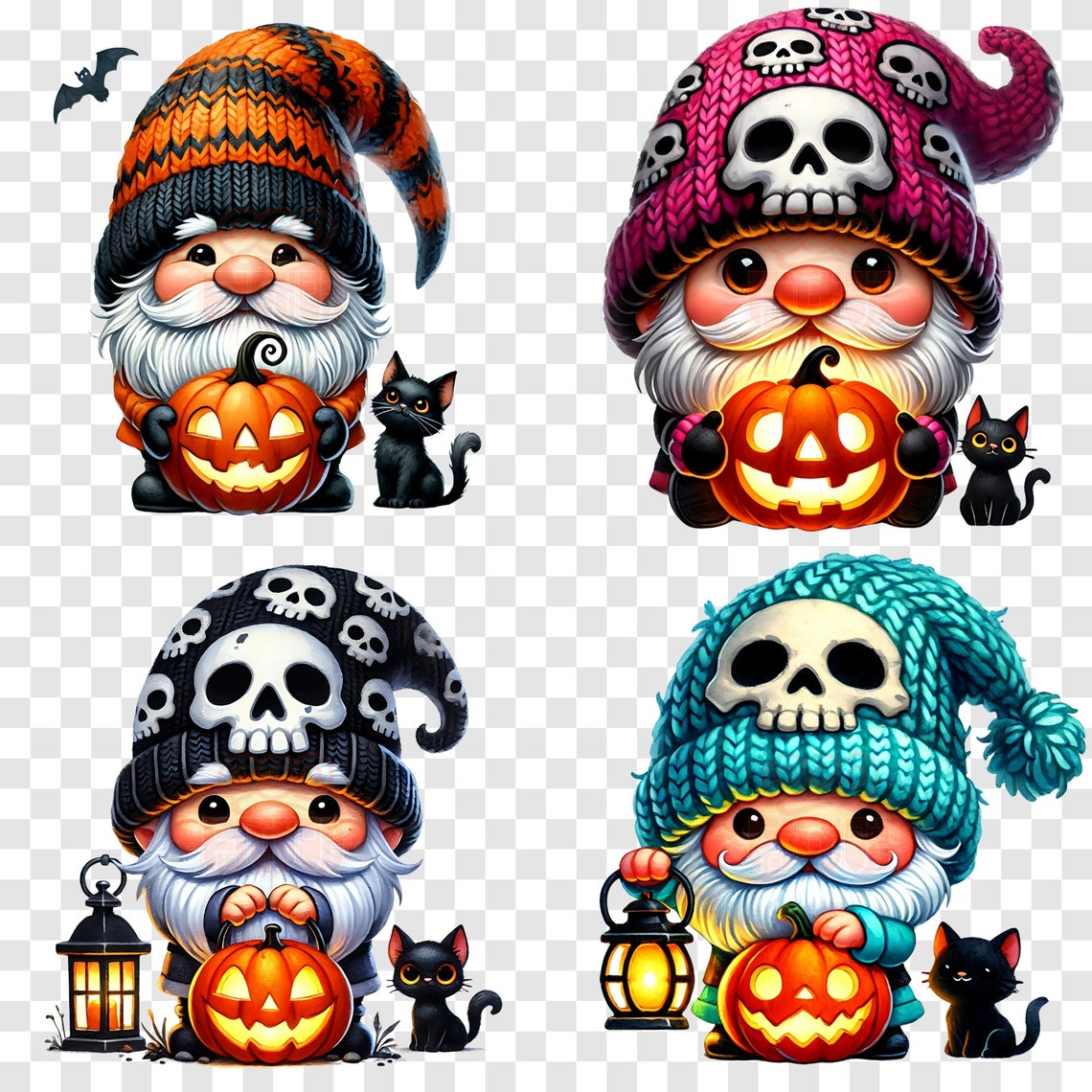 Watercolor Pumpkin Gnome Clipart,16 High Quality Pngs,cute Pumpkin ...