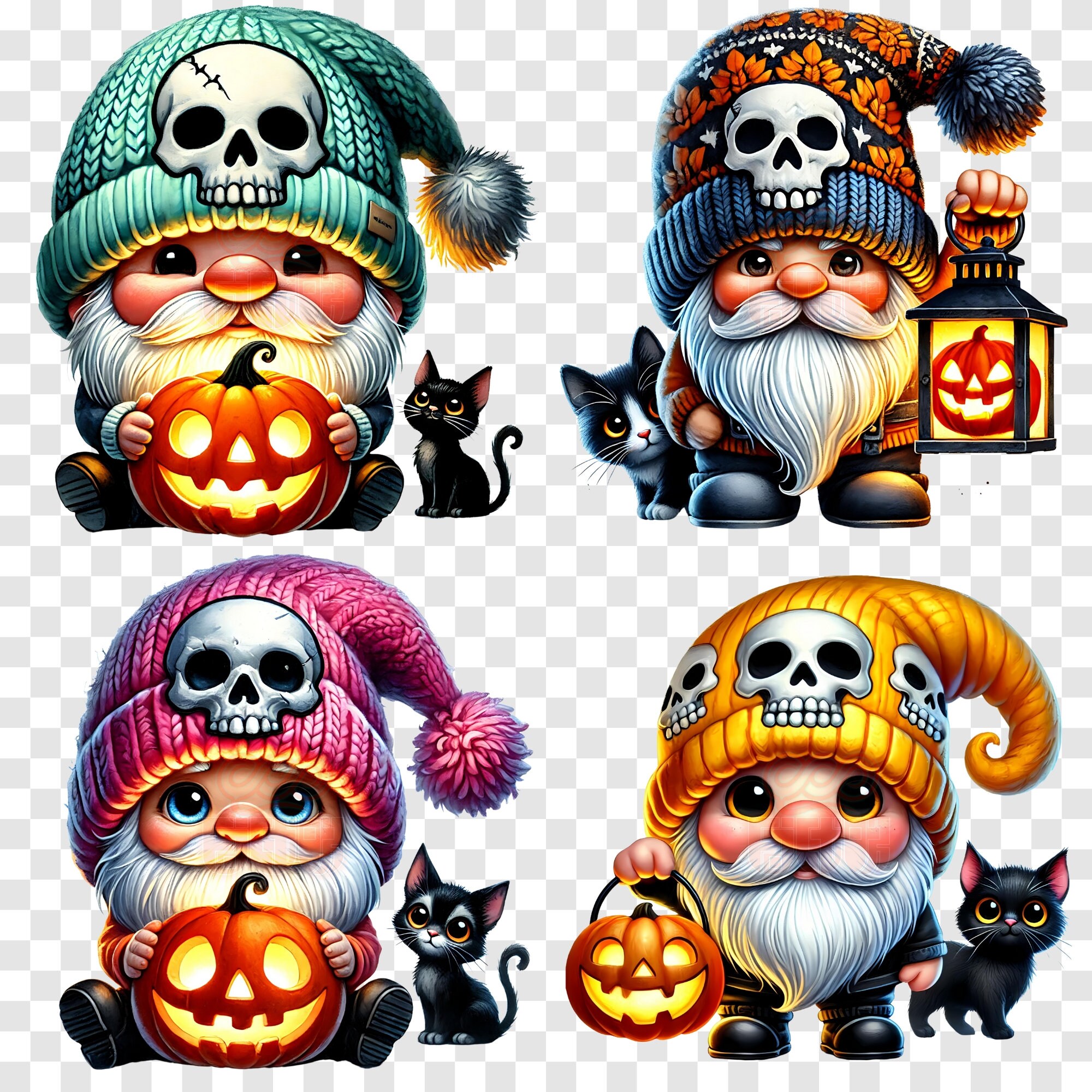 Watercolor Pumpkin Gnome Clipart,16 High Quality Pngs,cute Pumpkin ...