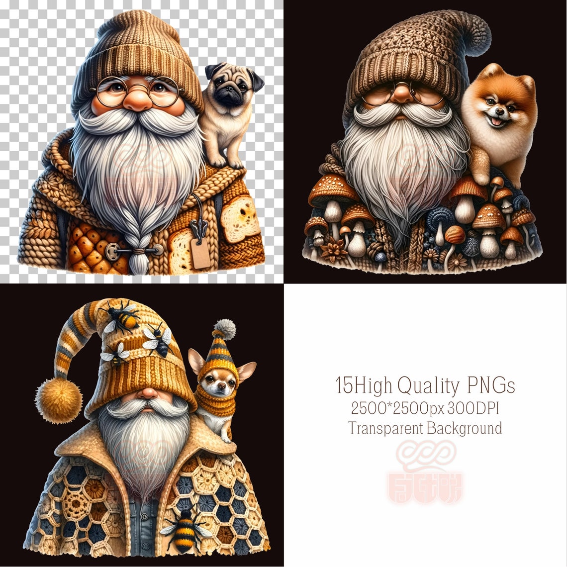 Watercolor Dog Gnome Clipart|15 High Quality Pngs| Cute Dog and Gnome ...