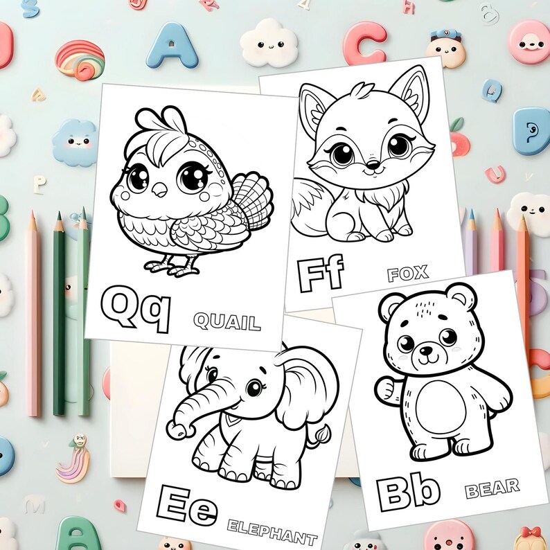 Animals A-Z Coloring Pages|a B C Coloring Book | Alphabet Coloring for ...