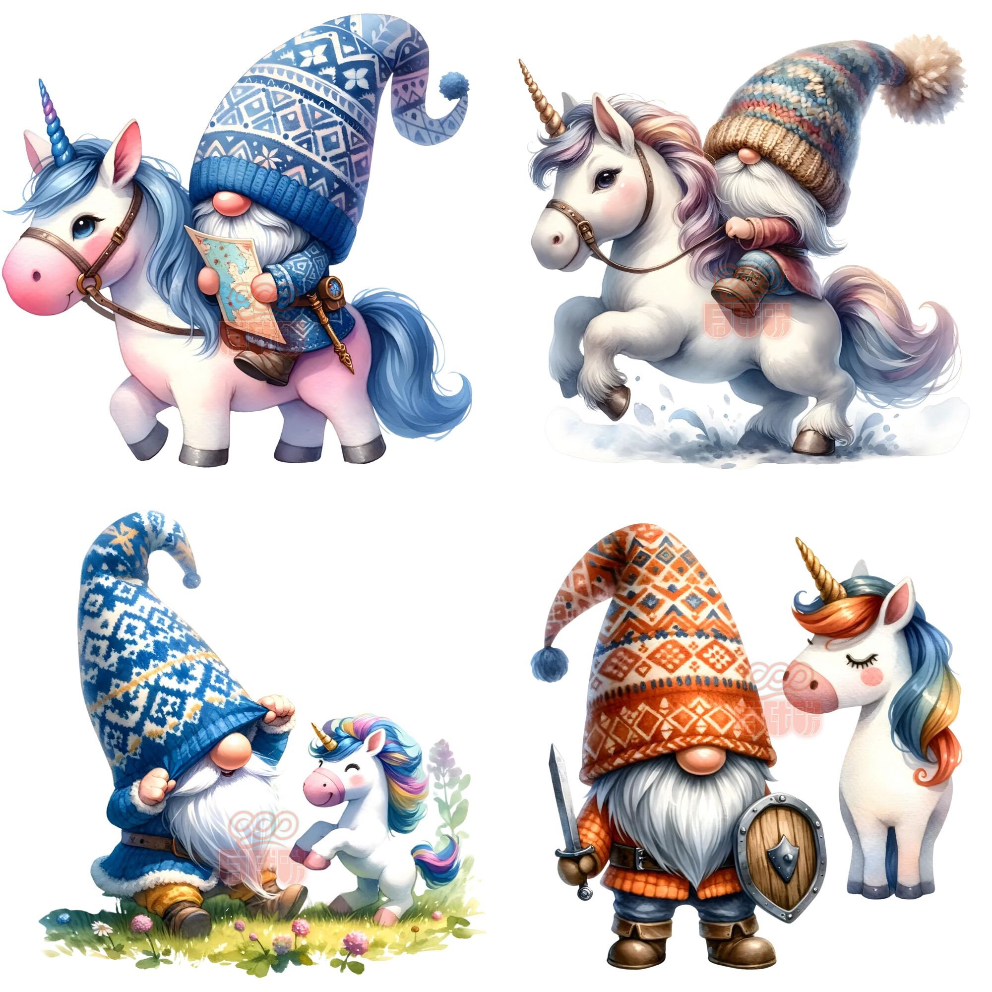 Unicorn Gnome Clipart,12 High Quality Png,cute Unicorn Png,cute Gnome ...