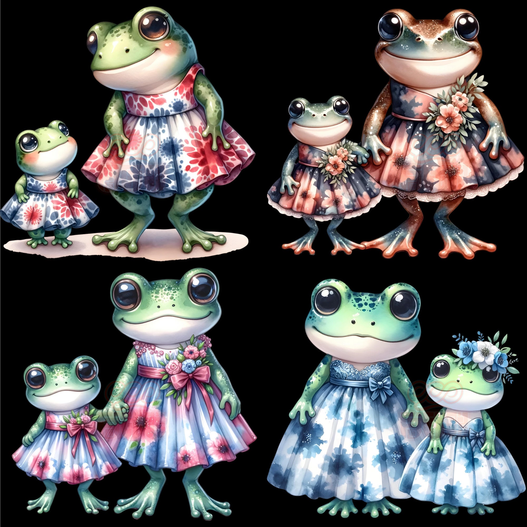 Watercolor Cute Frog Clipart,22 High Quality Pngs,cute Frog With Crown ...