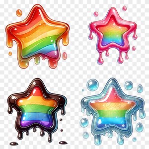 Watercolor Dripping Star Heart and Bow Clipart,16 High Quality Pngs ...